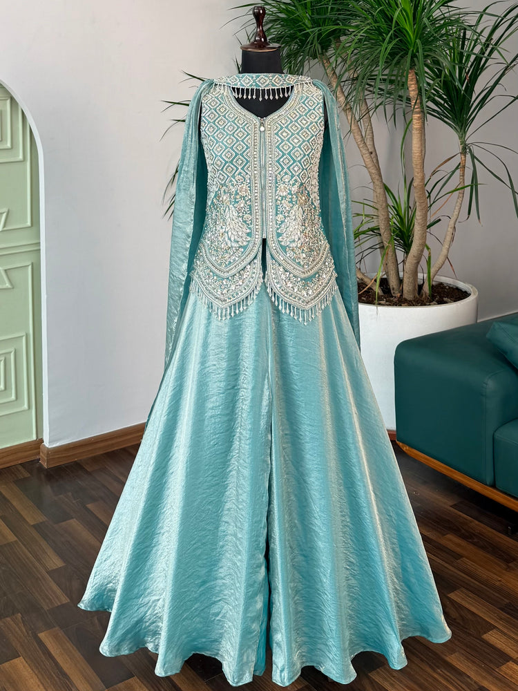 Royal Ice blue color Sequence Embroidery work Sharara set BLS102 – BL ...