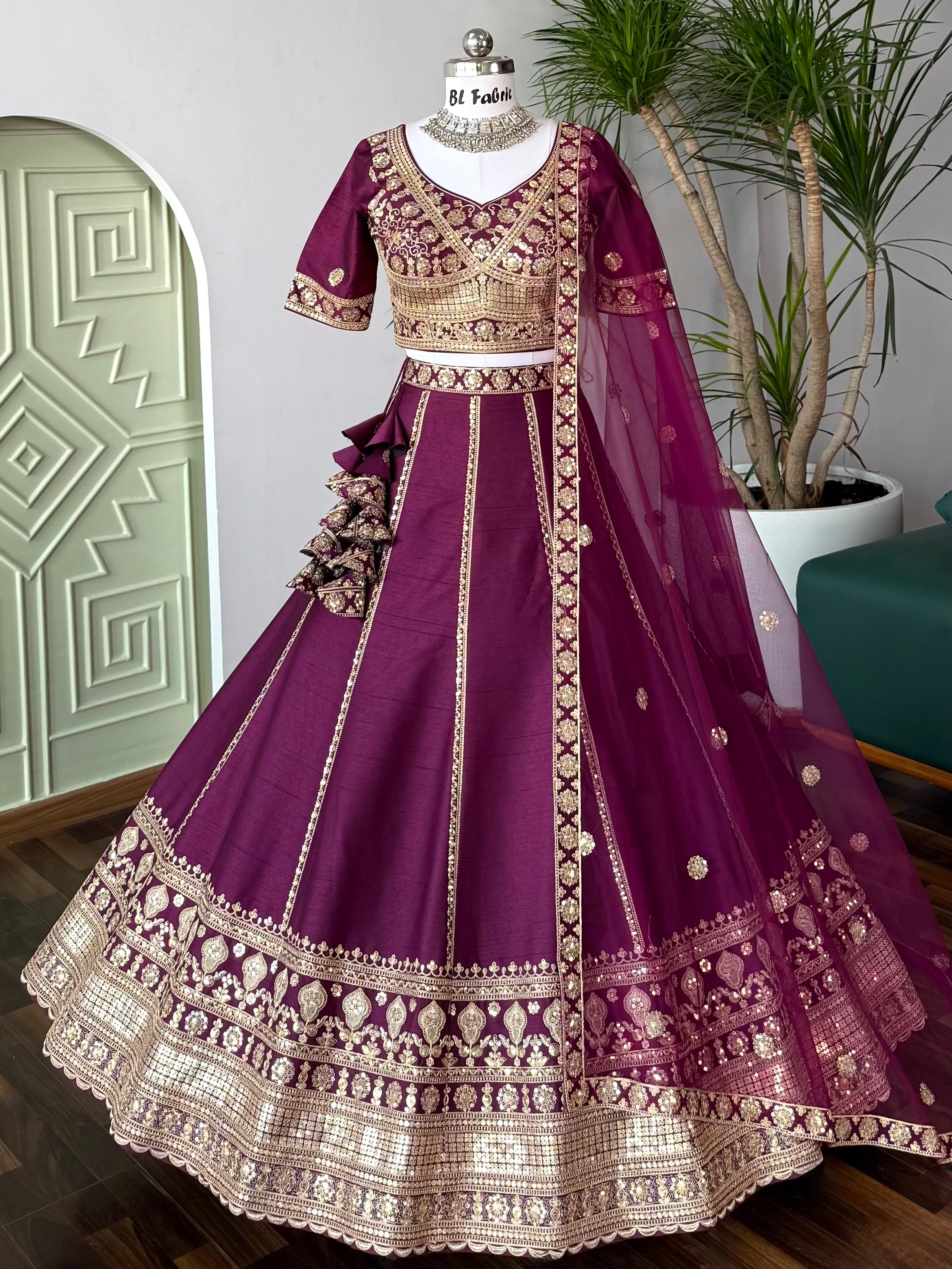 Purple color Designer Sequence Embroidery work Lehenga choli for Weddi ...