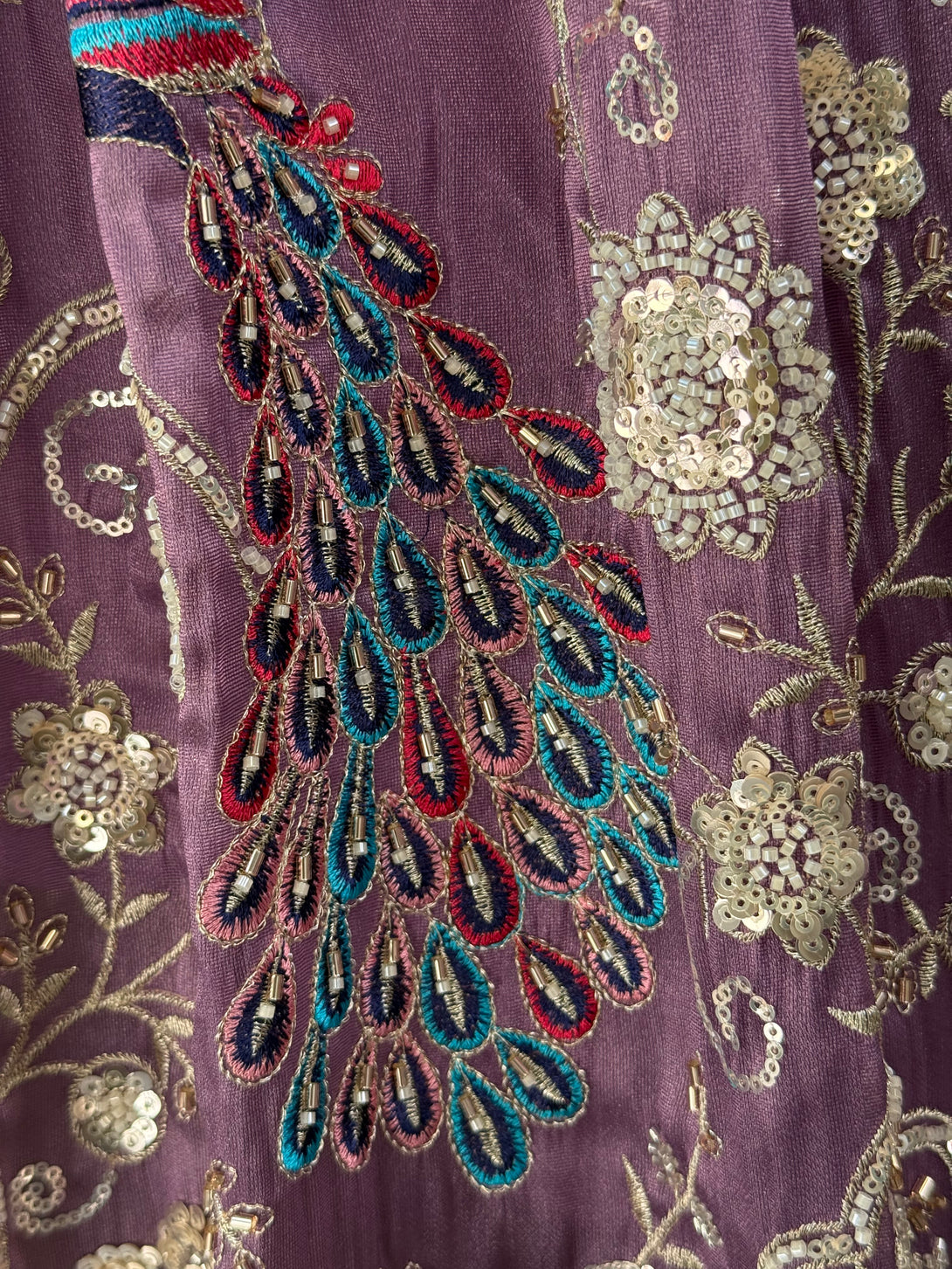 BL Fabric Mauve Purple color Bids Embroidery Designer Lehenga Choli
