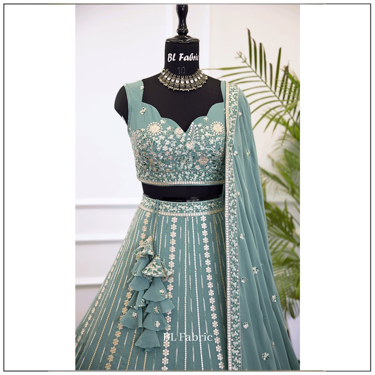 Light Green color Sequence Thread work Designer Wedding Lehenga Choli ...