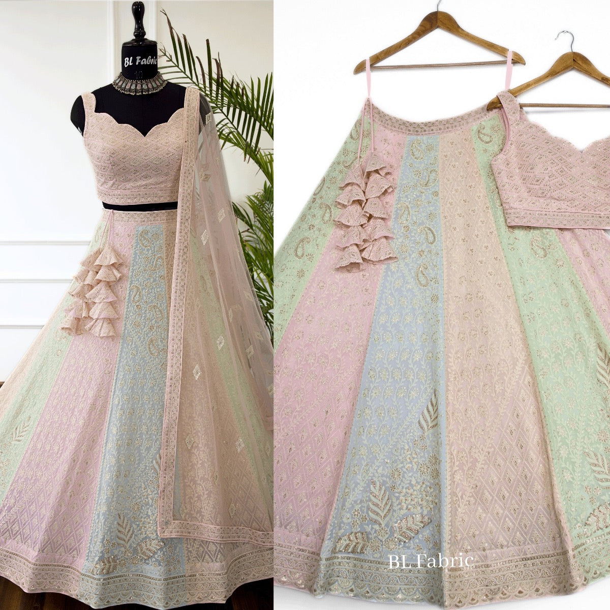 Multi color Sequence Embroidery work Designer Lehenga Choli for Weddin ...