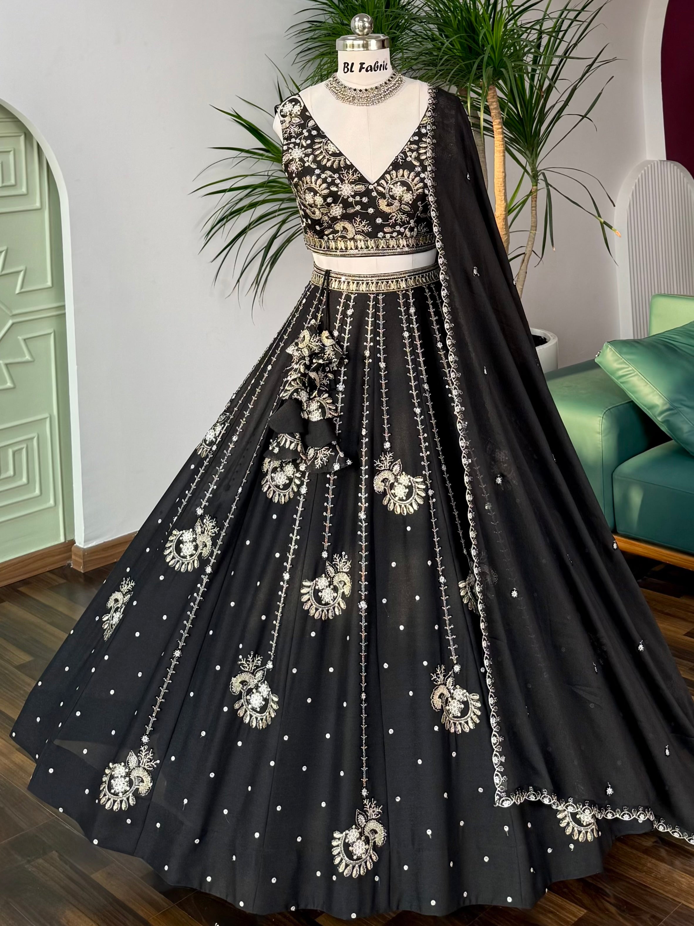 Black color Sequence Embroidery work Designer Lehenga Choli BL1658 – BL ...