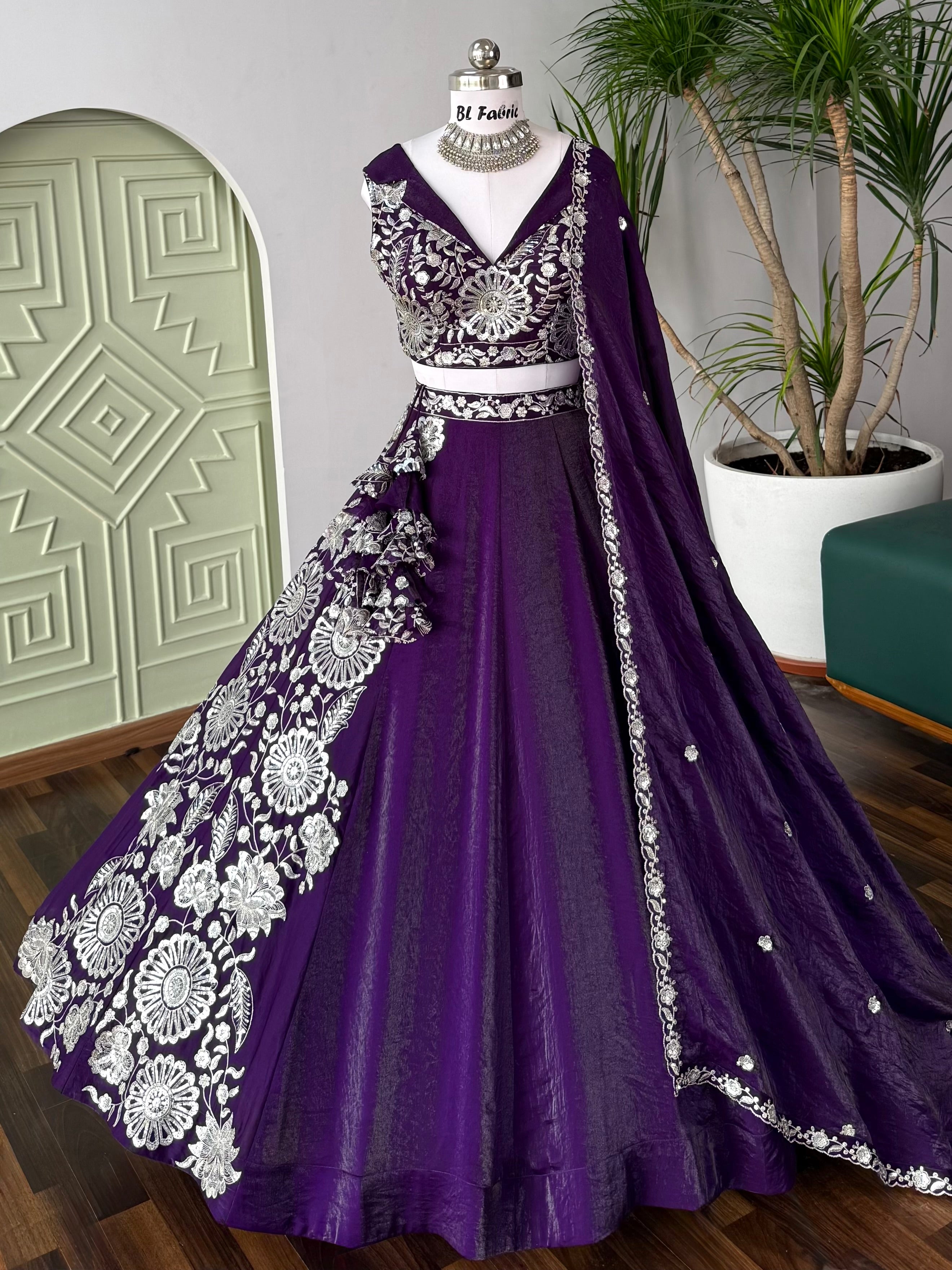 BL Fabric Purple color Embroidery work Designer Lehenga Choli BL1666