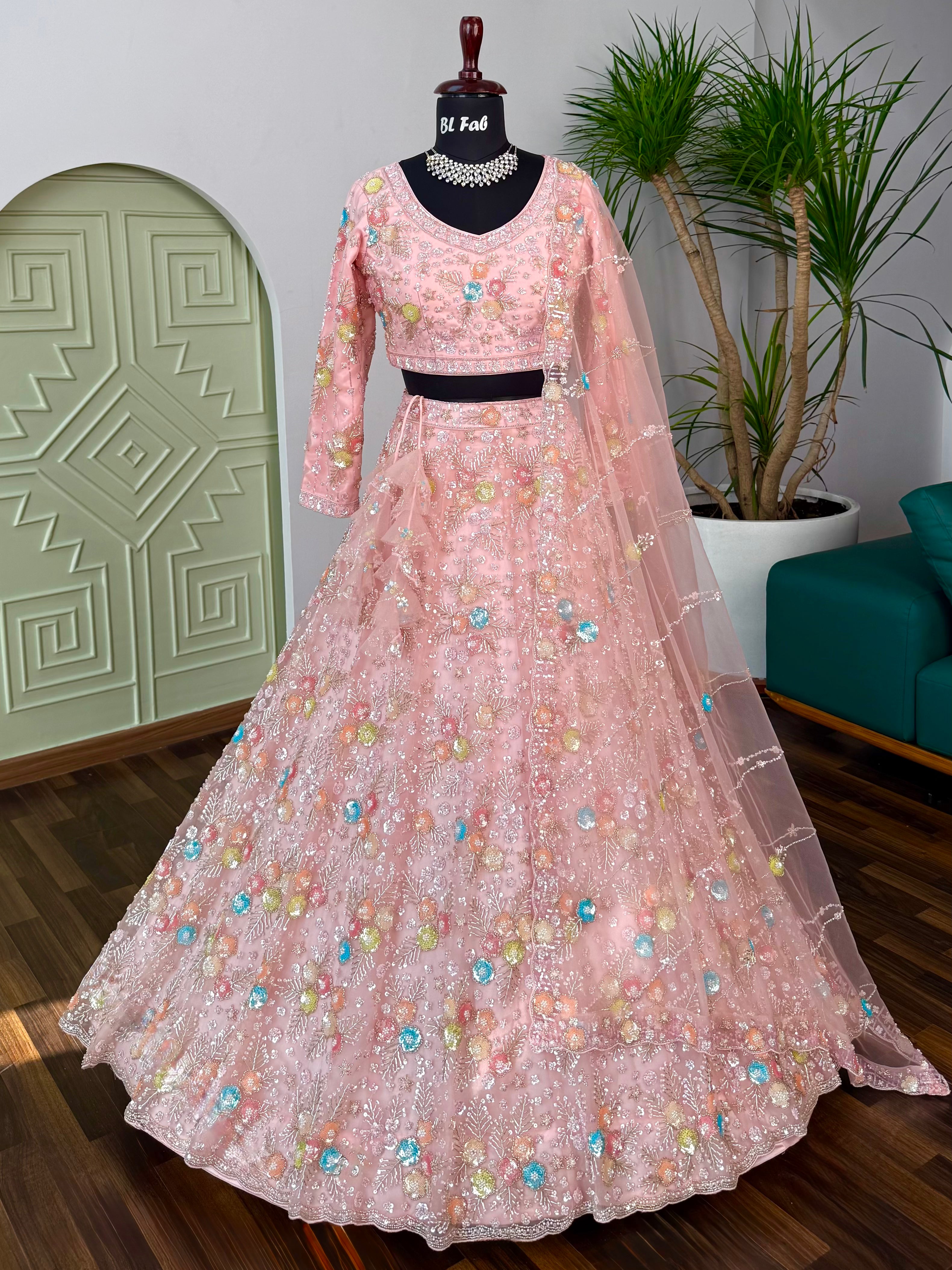 Pink color Hand Embroidery work Designer Lehenga Choli for Wedding Fun ...