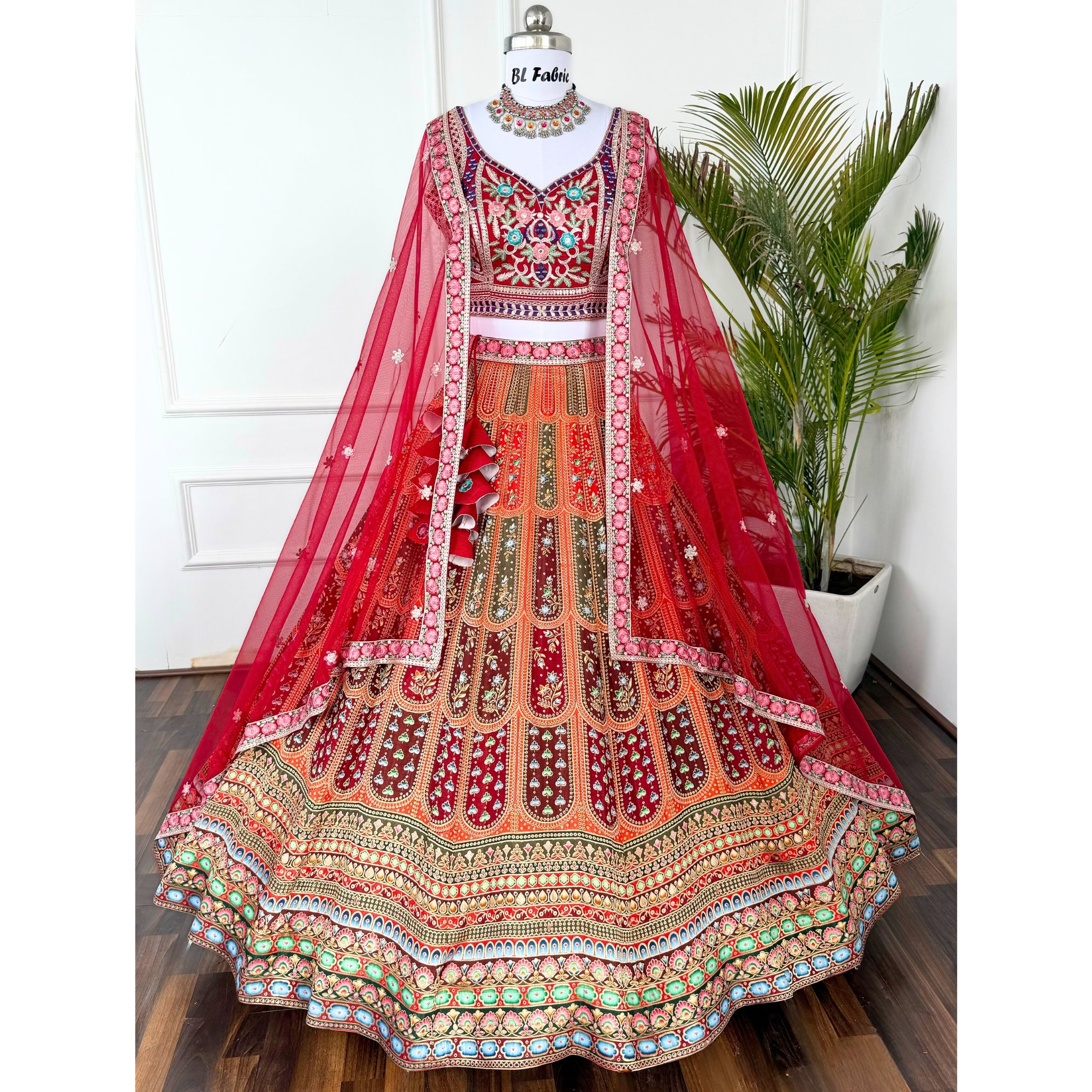 Multi color Sequence & Thread Embroidery work Designer Lehenga with Ma ...