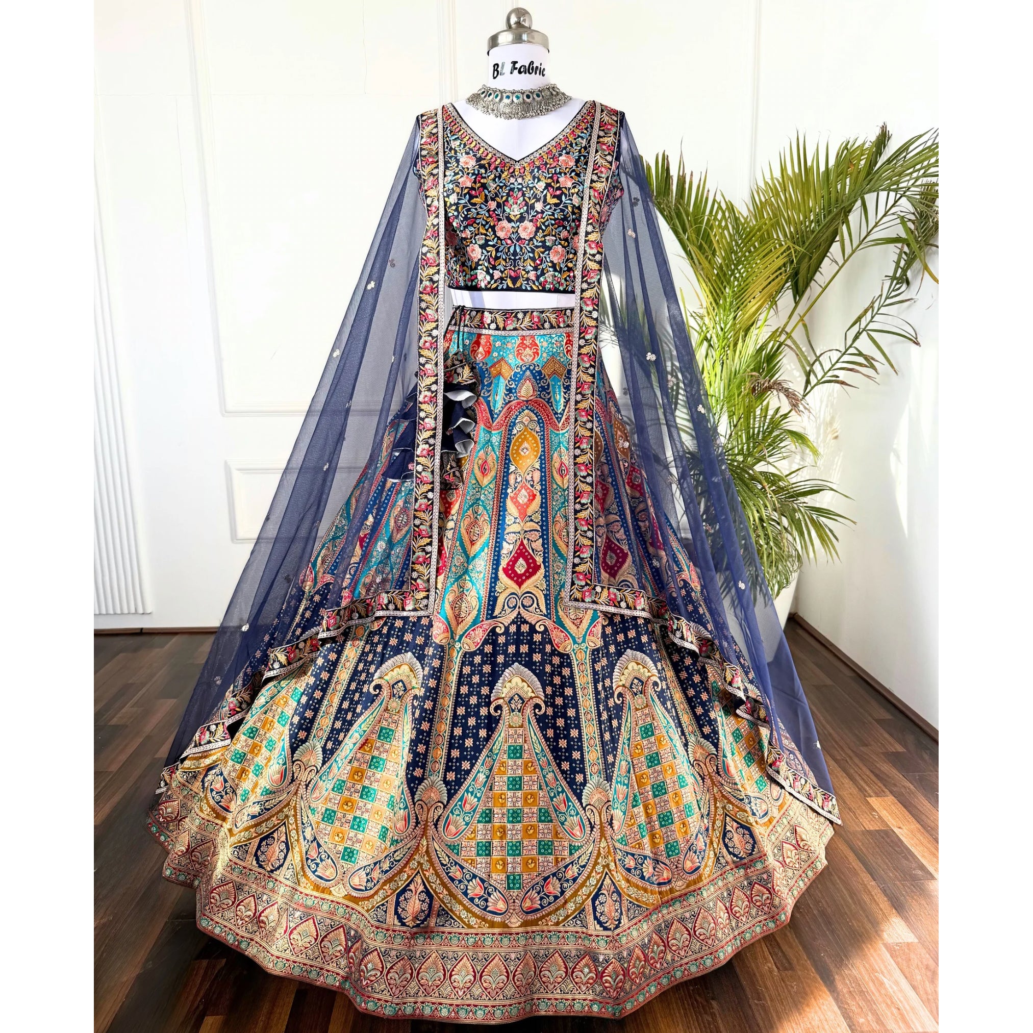 Multi color Sequence & Thread Embroidery work Designer Lehenga with Bl ...