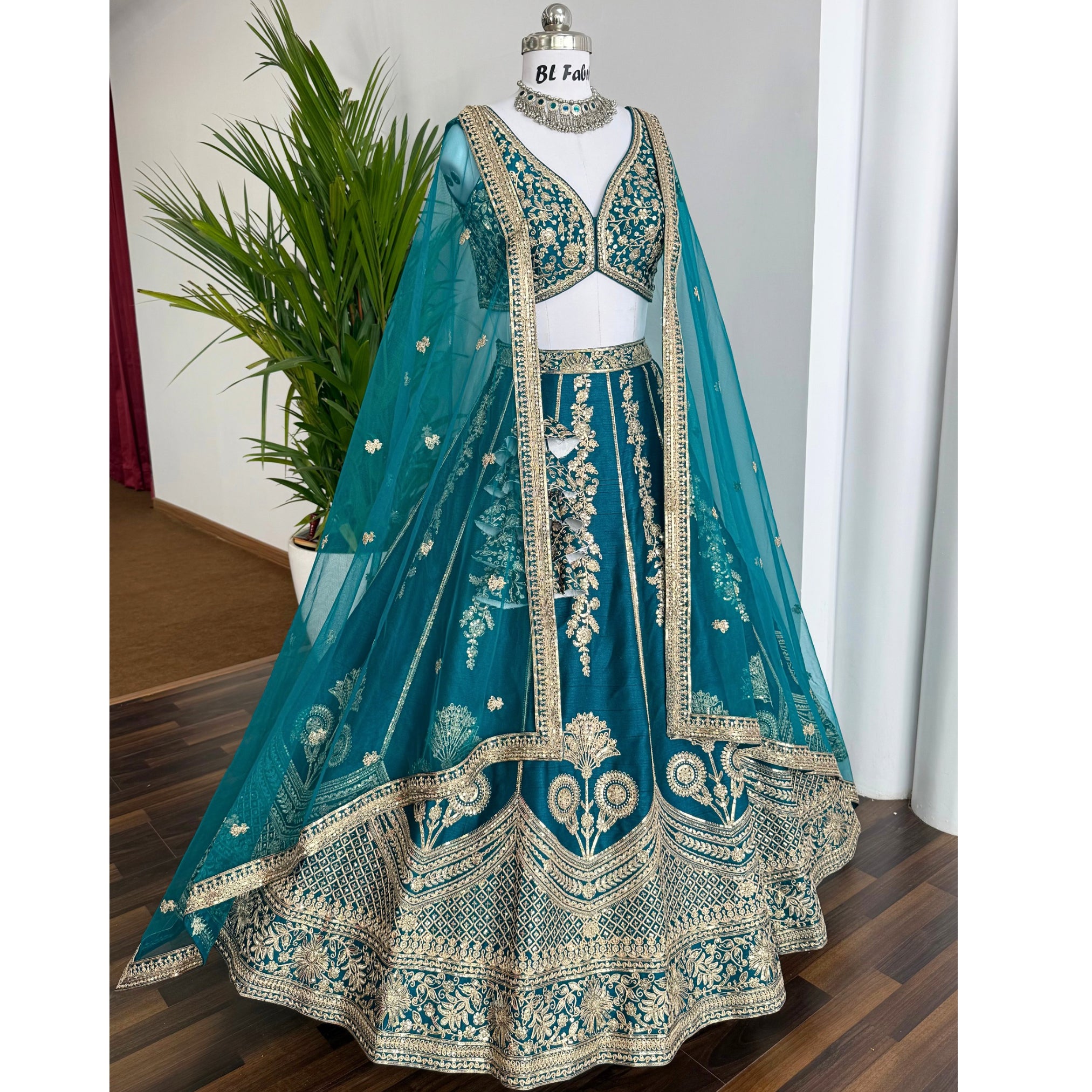 Firozi color Designer Sequence Embroidery work Lehenga choli for Weddi ...